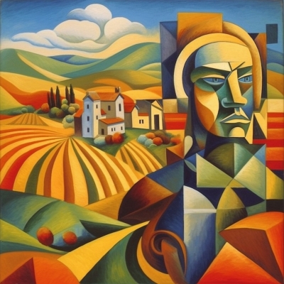 Cubism art- A bustling cityscape in colorful strokes